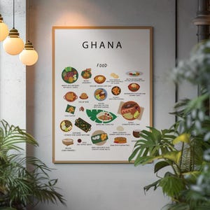 Ghana Food Art Print: Jollof Rice, Kelewele, Banku (digital Download ...