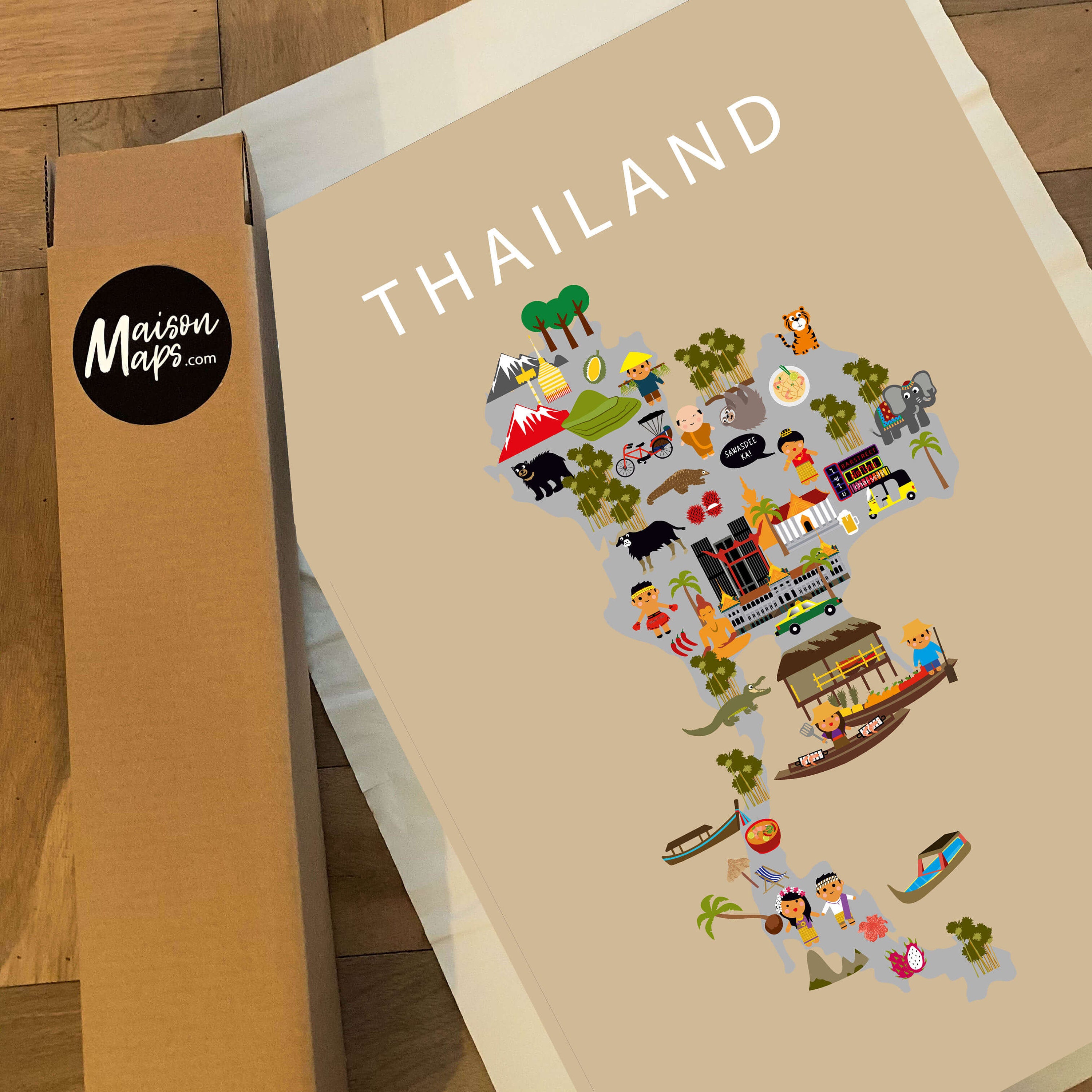 Poster of Thailand Paper Educational 50 X 70 Cm Kids - Etsy