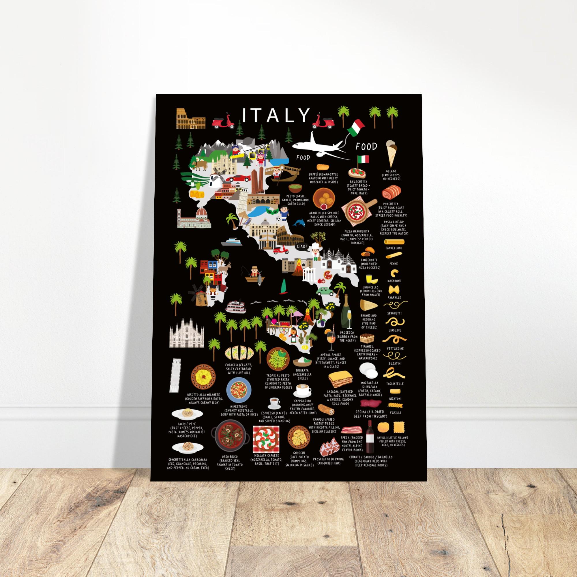 Italy Kids Poster: Educational Travel Map, Italian Culture Wall Art - Etsy