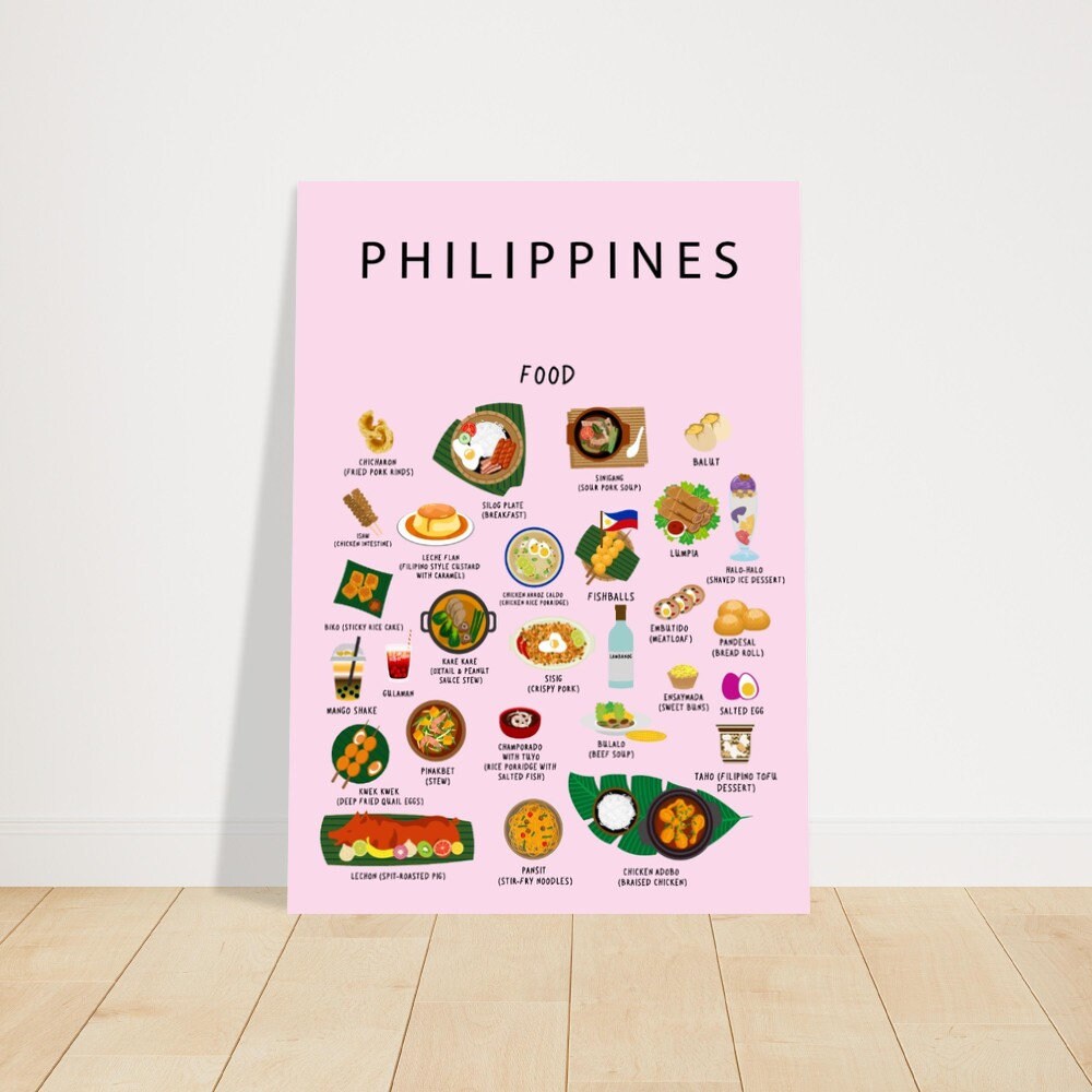 Poster of Philippines Food Pink Wall Decor Asia Cuisine - Etsy