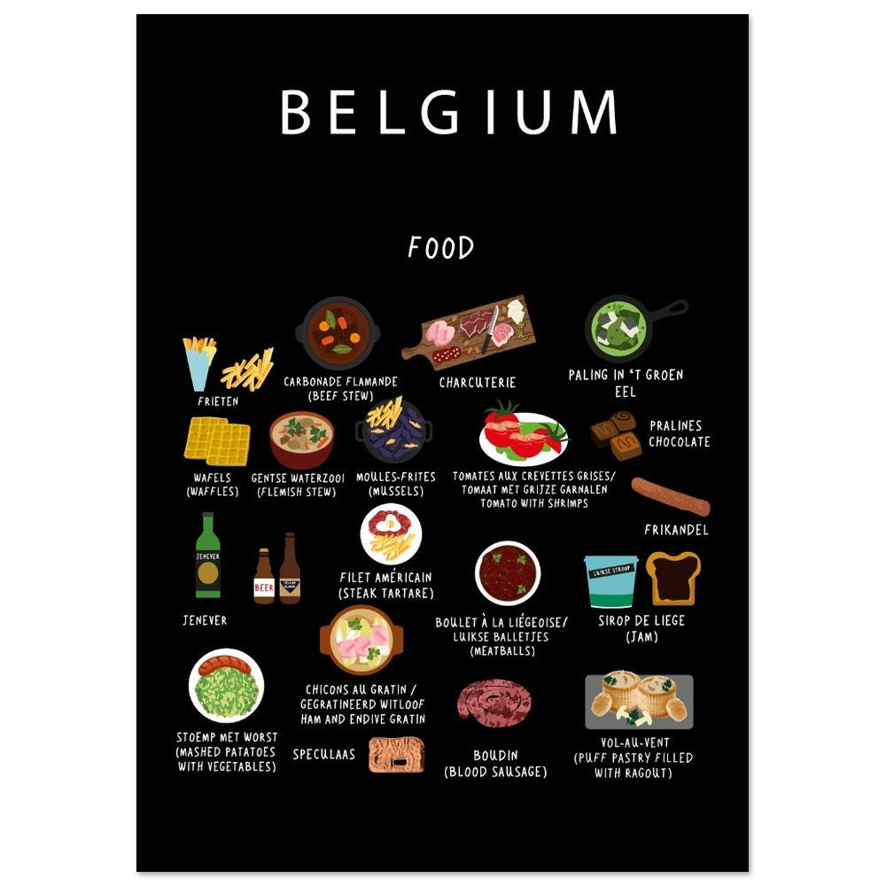 Poster of Belgium Food Paper Educational 50 X 70 Cm World Map Kitchen ...