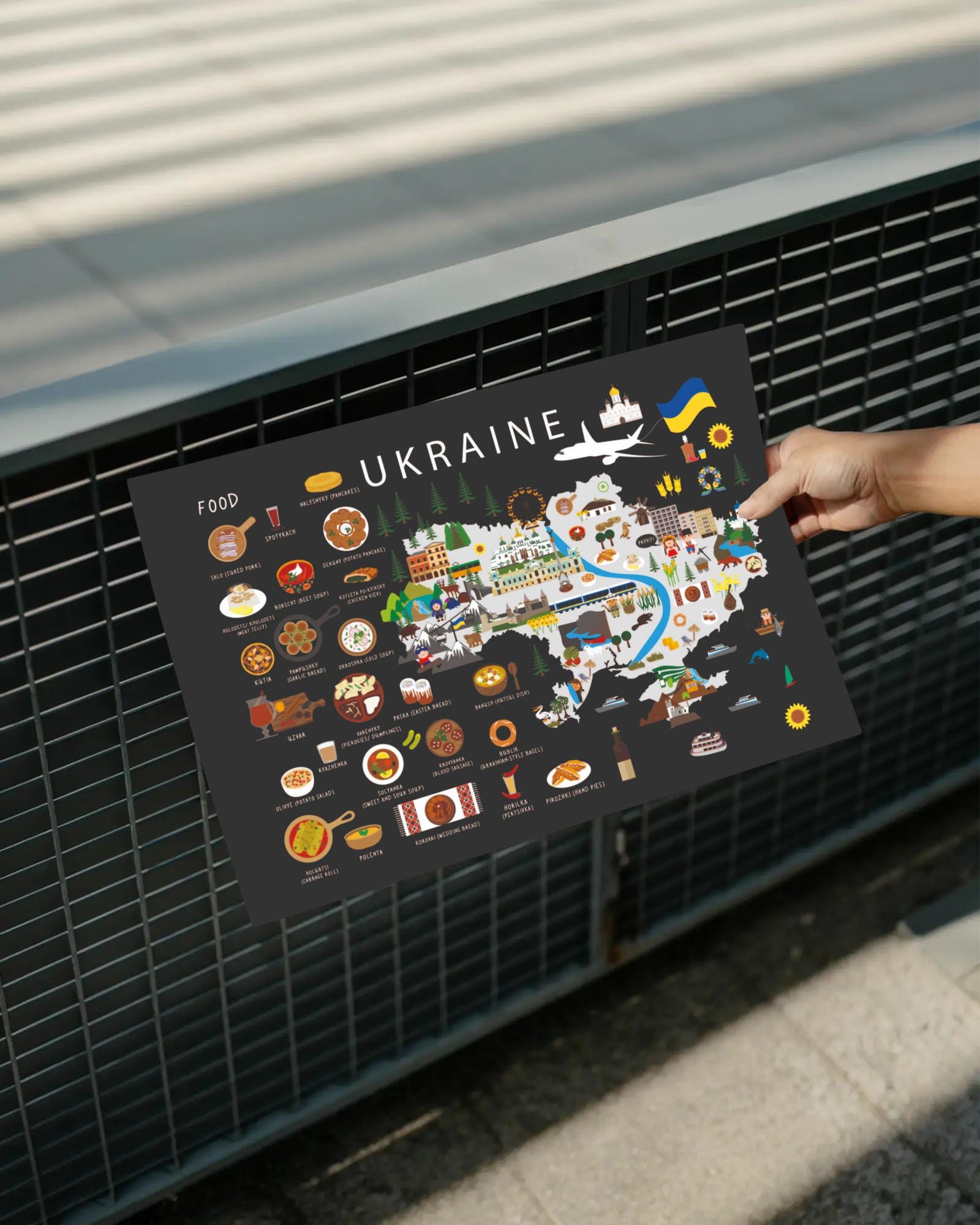Ukraine Kids Poster – Colorful & Fun Ukrainian Map With Traditional ...