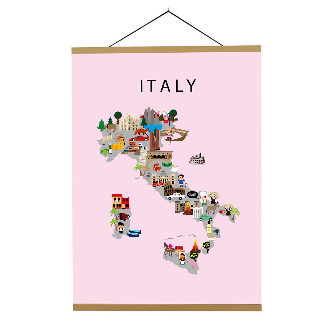 Poster of Italy Paper Educational 50 X 70 Cm Kids - Etsy