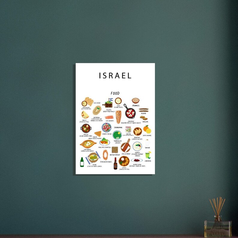 Poster of Israel Food White Paper A2 A3 50 X 70 Cm Kitchen Travel Wall ...