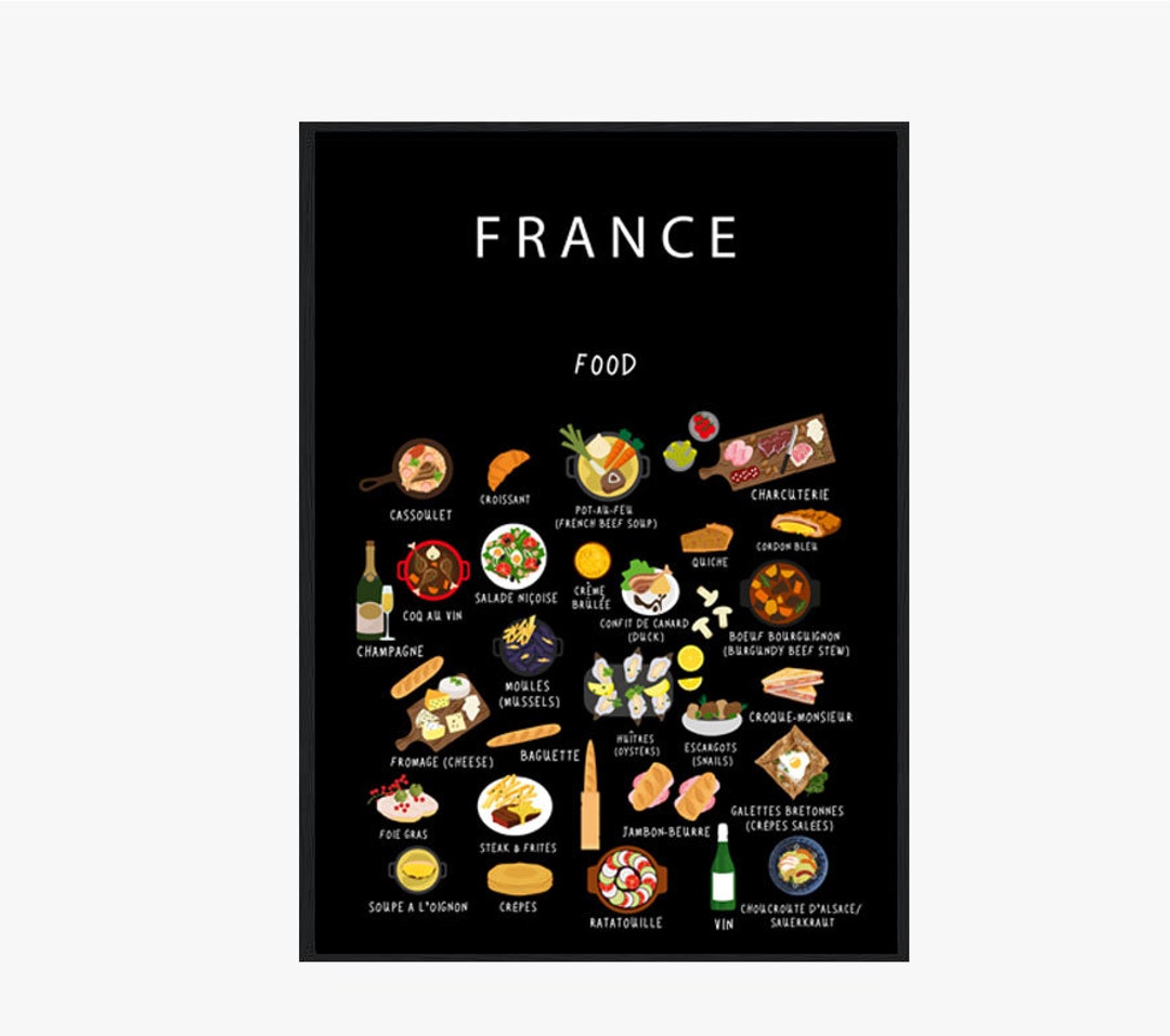 Poster of French Food Paper Educational 50 X 70 Cm World Map Kitchen ...