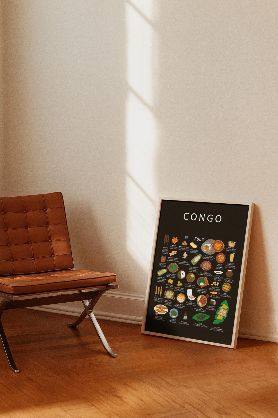 Congo Food Poster – Congolese Street Food Wall Art Print, African ...