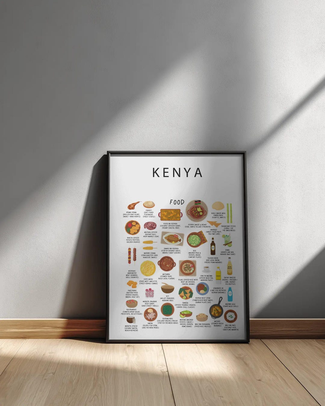 Kenya Food Poster – Kenyan Street Food Wall Art Print, African Kitchen ...