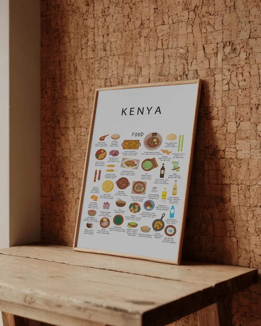 Kenya Food Poster – Kenyan Street Food Wall Art Print, African Kitchen ...