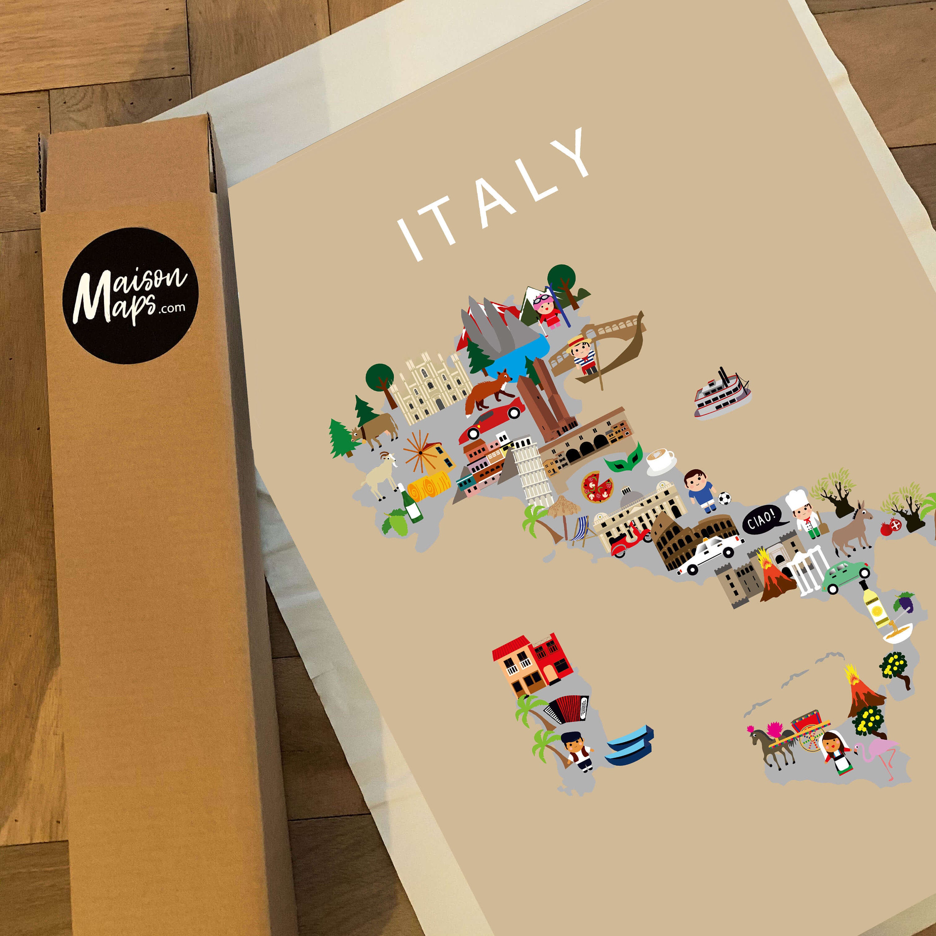 Poster of Italy Paper Educational 50 X 70 Cm Kids - Etsy