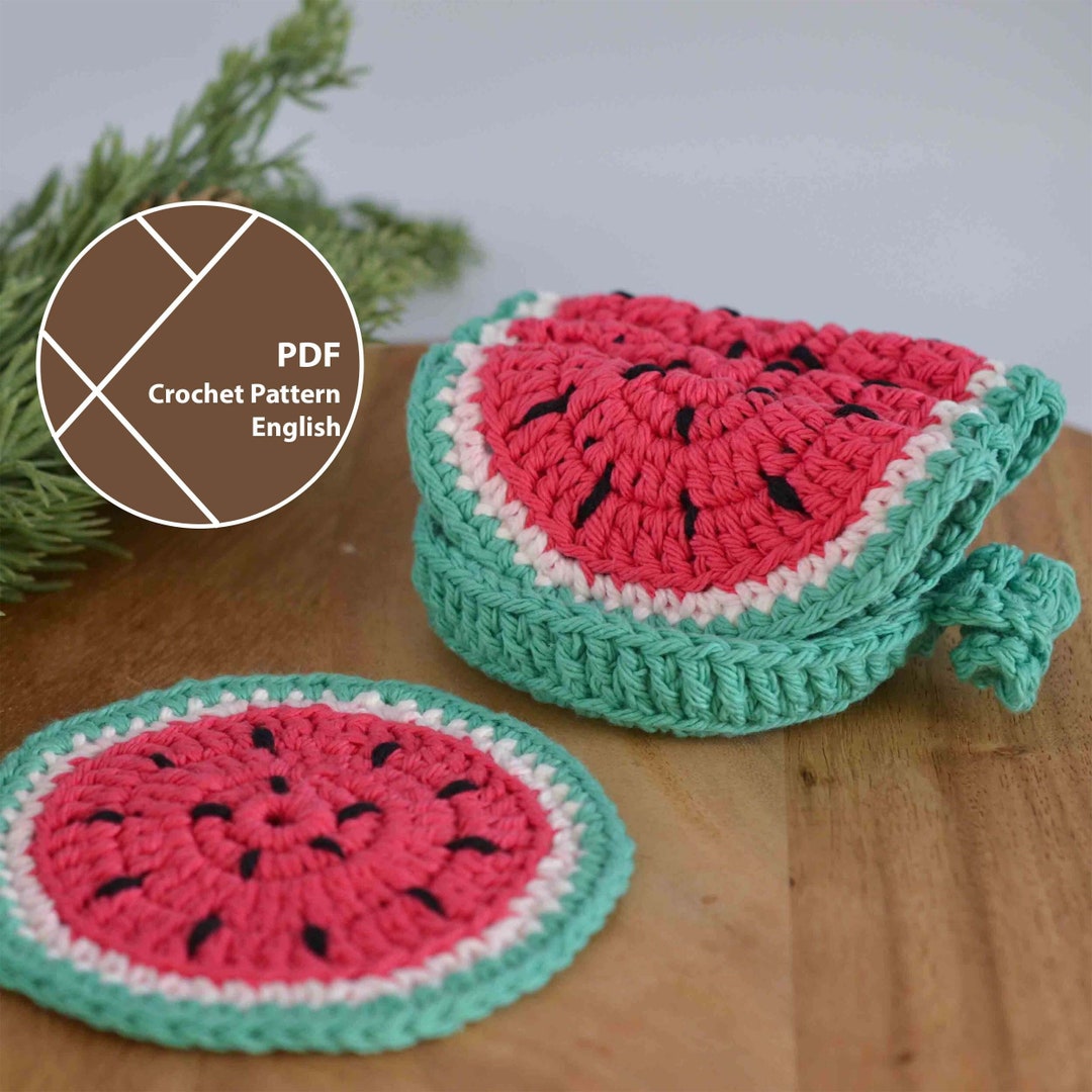 Watermelon Coaster Set Crochet Pattern, PDF for Instant Download - Etsy