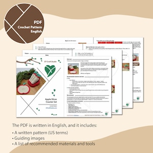 Apple Slices Coaster Set Crochet Pattern, PDF for Instant Download - Etsy
