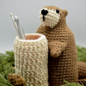 Groundhog With a Basket No Sew Crochet Pattern, Amigurumi Hook Holder ...