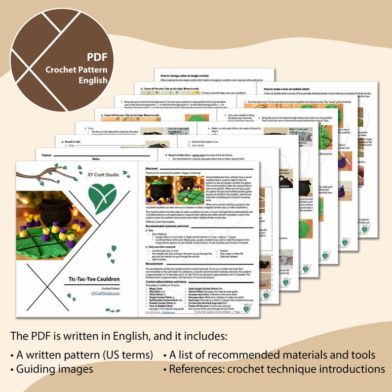 Halloween Witch’s Cauldron With Tic-tac-toe Game, Crochet Pattern, PDF ...