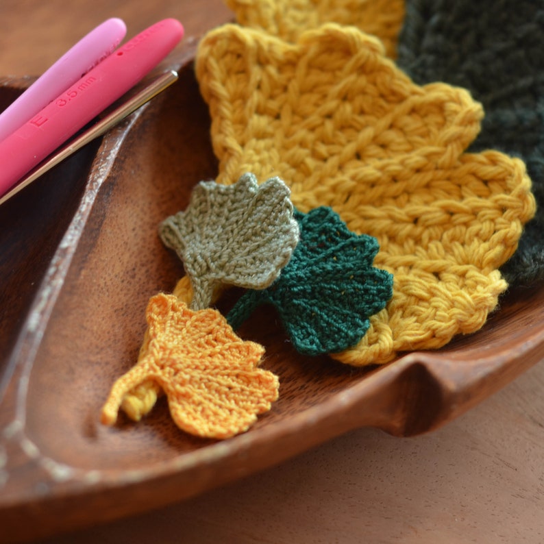 Ginkgo Leaf Crochet Pattern Autumn Leaf Fall Applique PDF - Etsy