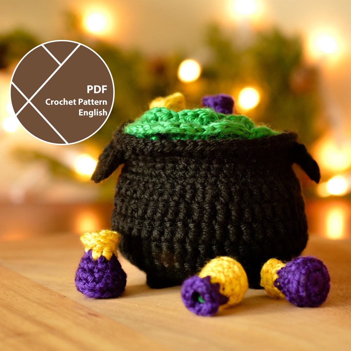 Halloween Witch’s Cauldron With Tic-tac-toe Game, Crochet Pattern, PDF ...