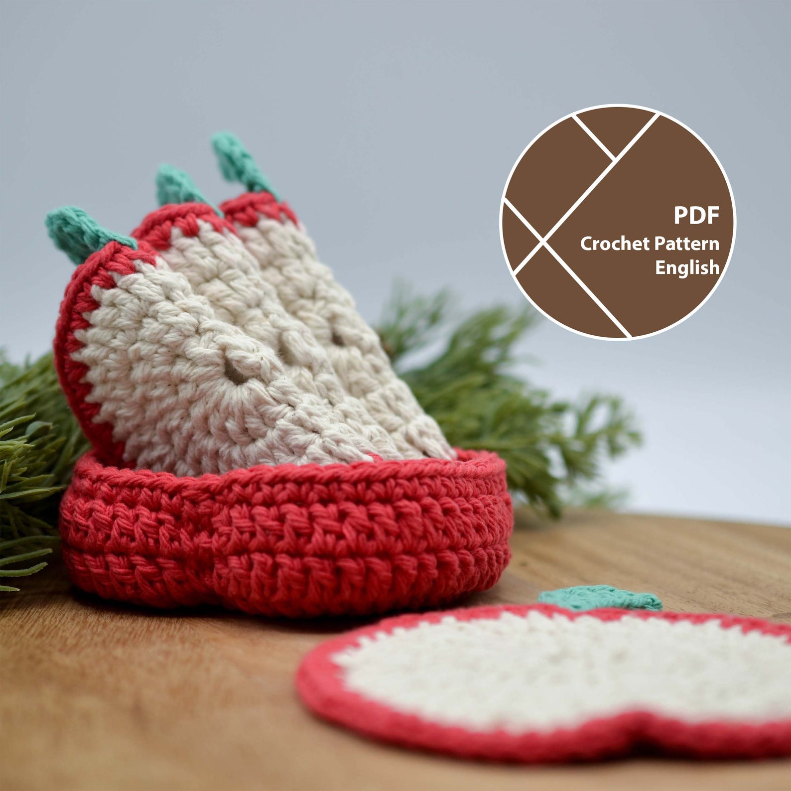 Apple Slices Coaster Set Crochet Pattern, PDF for Instant Download - Etsy