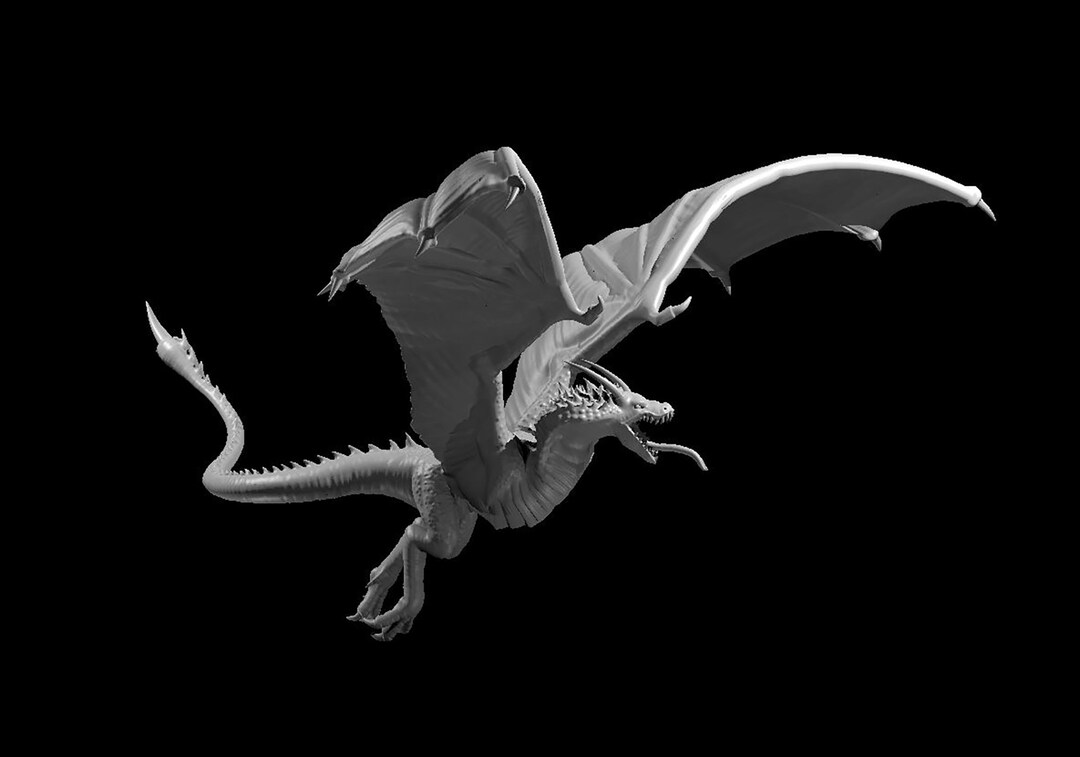 Wyvern Flying or Standing Miniature 3D Printed Tough Resin, Primed to ...