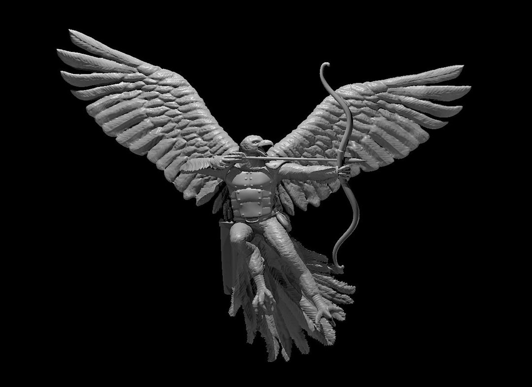 Birdman | Aarakocra Archer Miniature 3D Printed Tough Resin, Primed to ...