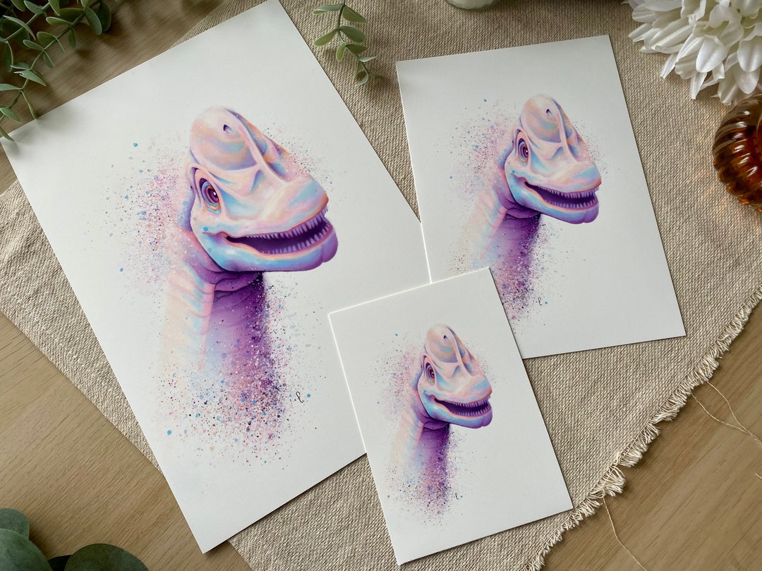 Pink Brachiosaurus Art Print, Dinosaur Paleo Watercolour Art Prints ...