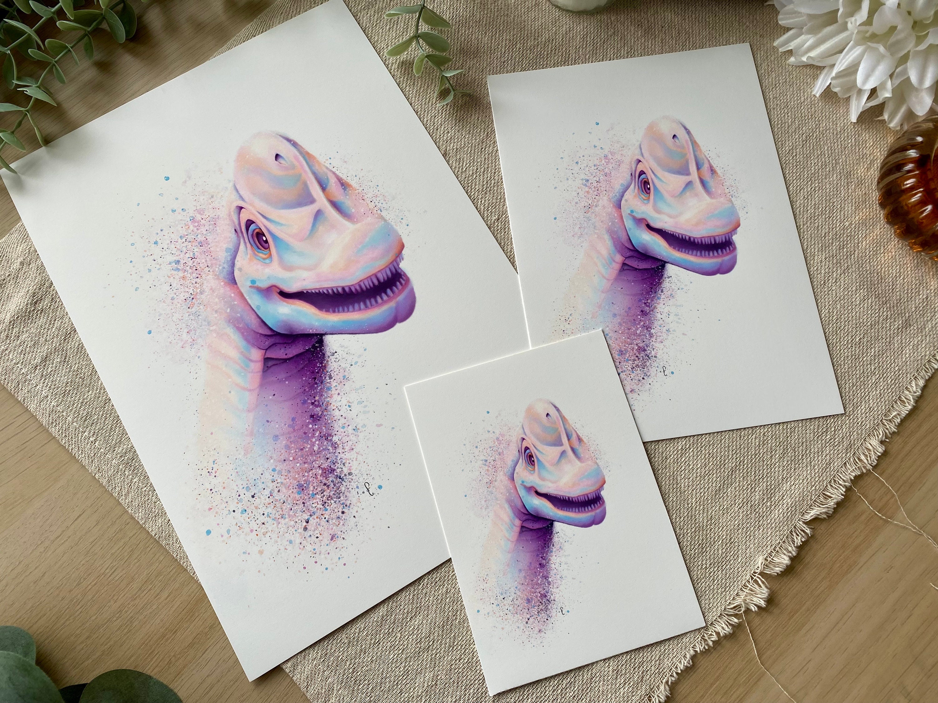 Pink Brachiosaurus Art Print, Dinosaur Paleo Watercolour Art Prints ...
