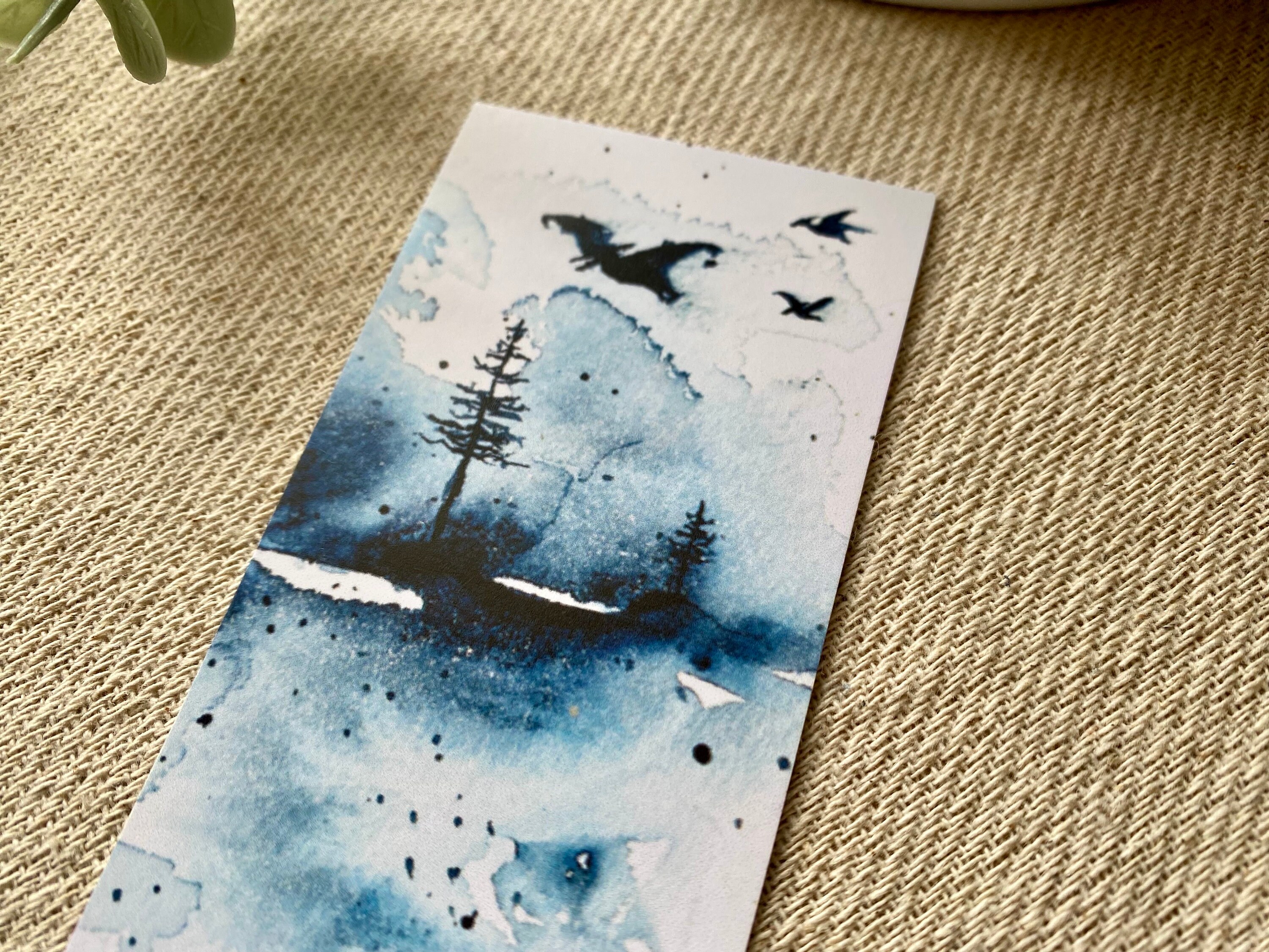 Velociraptor & Pterodactyl Dinosaur Bookmark, Colourful Blue Design ...