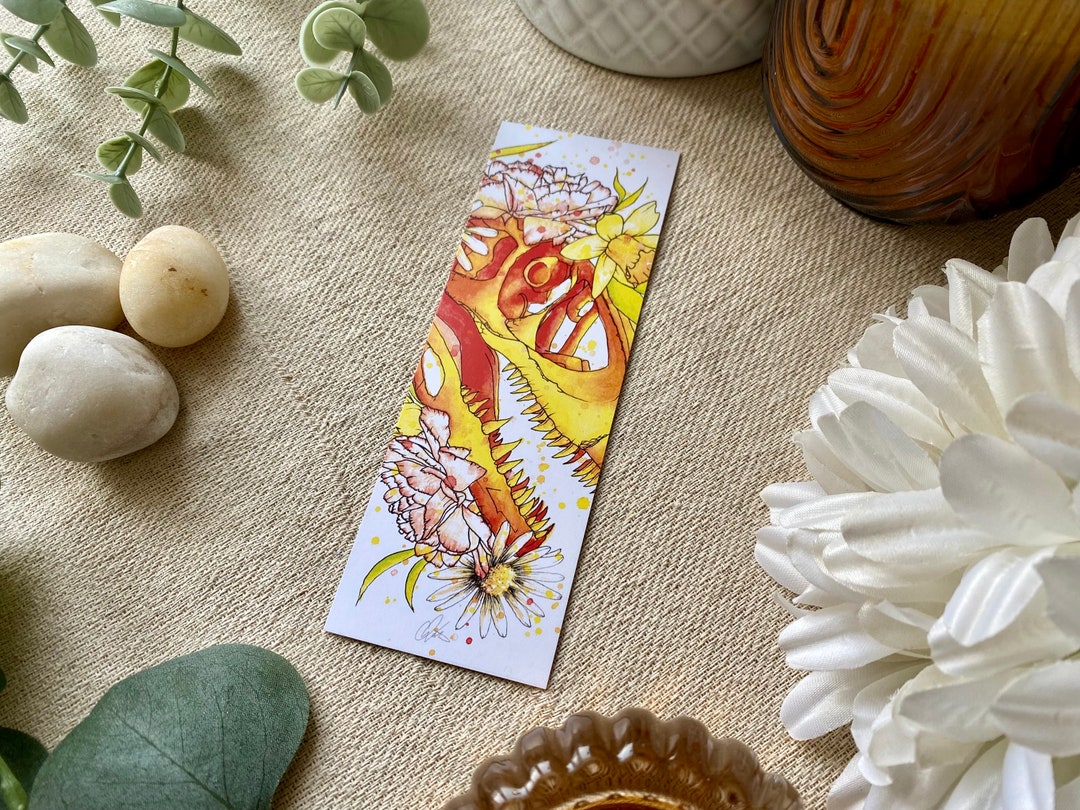 Deinonychus Skull Art Bookmark, Intricate Dinosaur Fossil Design ...