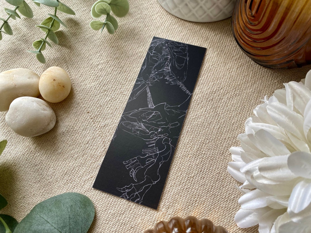 T-rex & Triceratops Skeleton Bookmark - Handmade Dinosaur Fossil Art ...