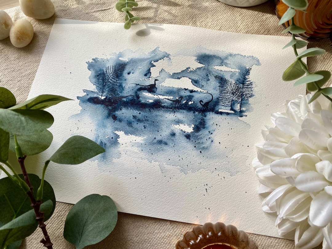 Original Artwork, Compsognathus Dinosaur Watercolour, Abstract ...