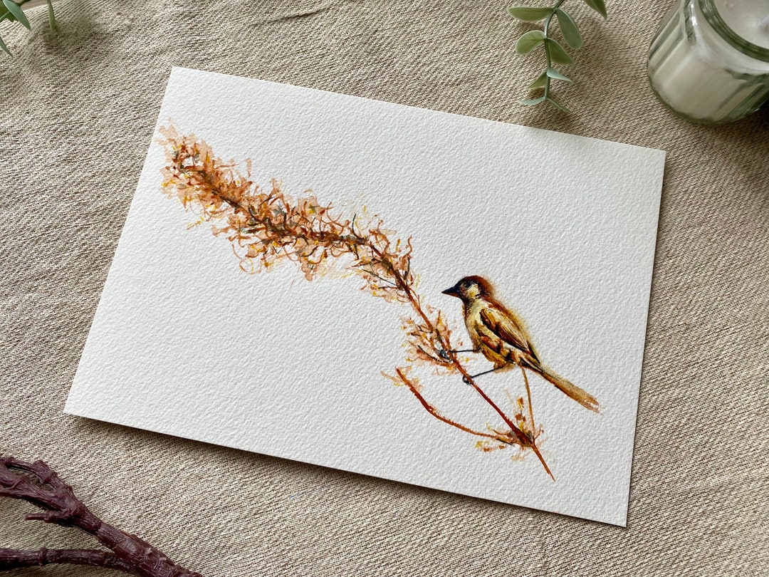 Original Artwork, Sparrow Bird Watercolour Art, Abstract Bird ...