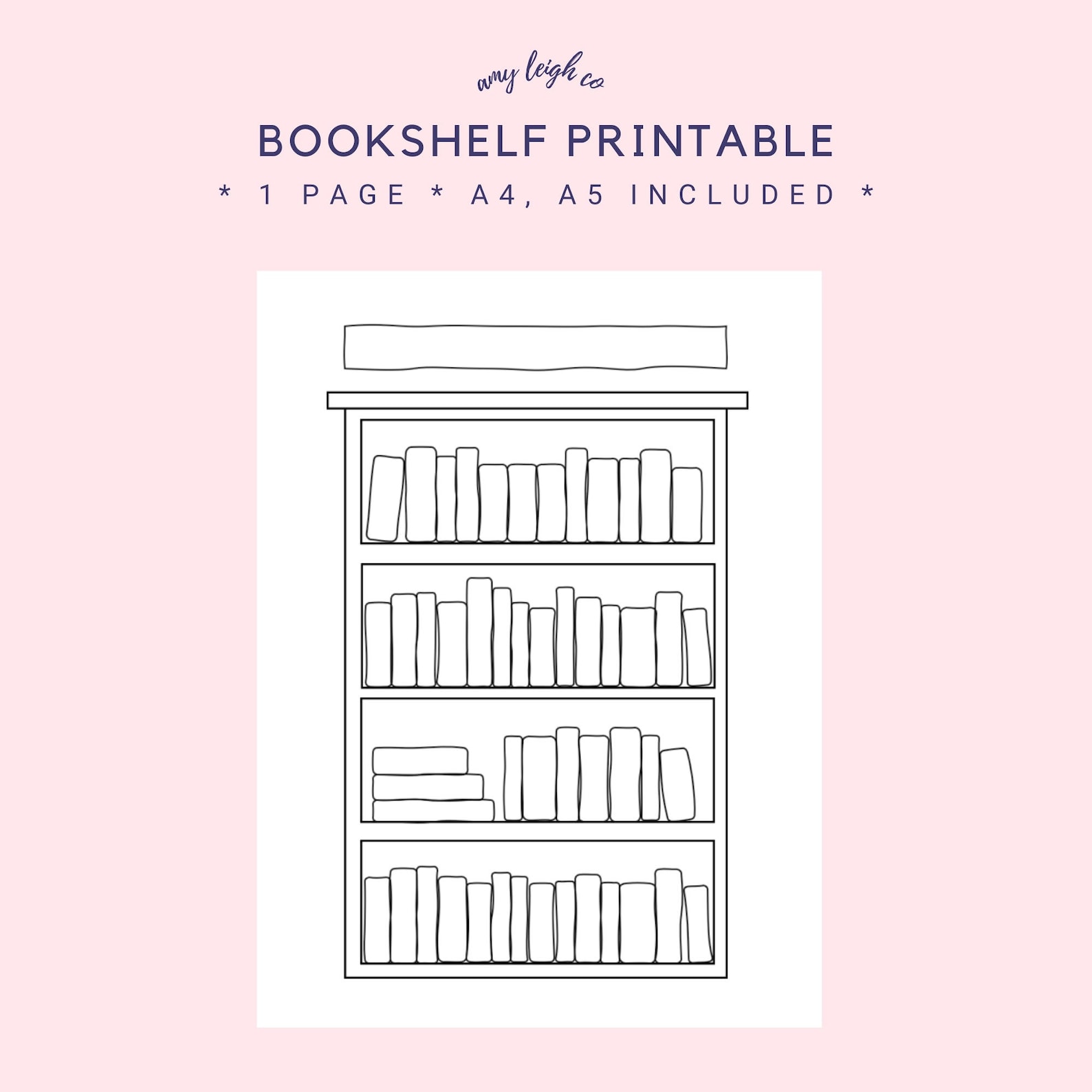 Bookshelf Printable | Instant Download | A3, A4 Pdfs - Etsy