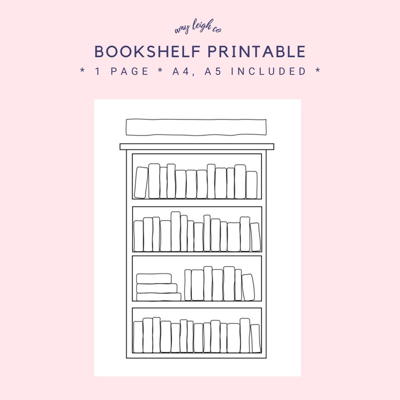 Bookshelf Printable | Instant Download | A3, A4 Pdfs - Etsy