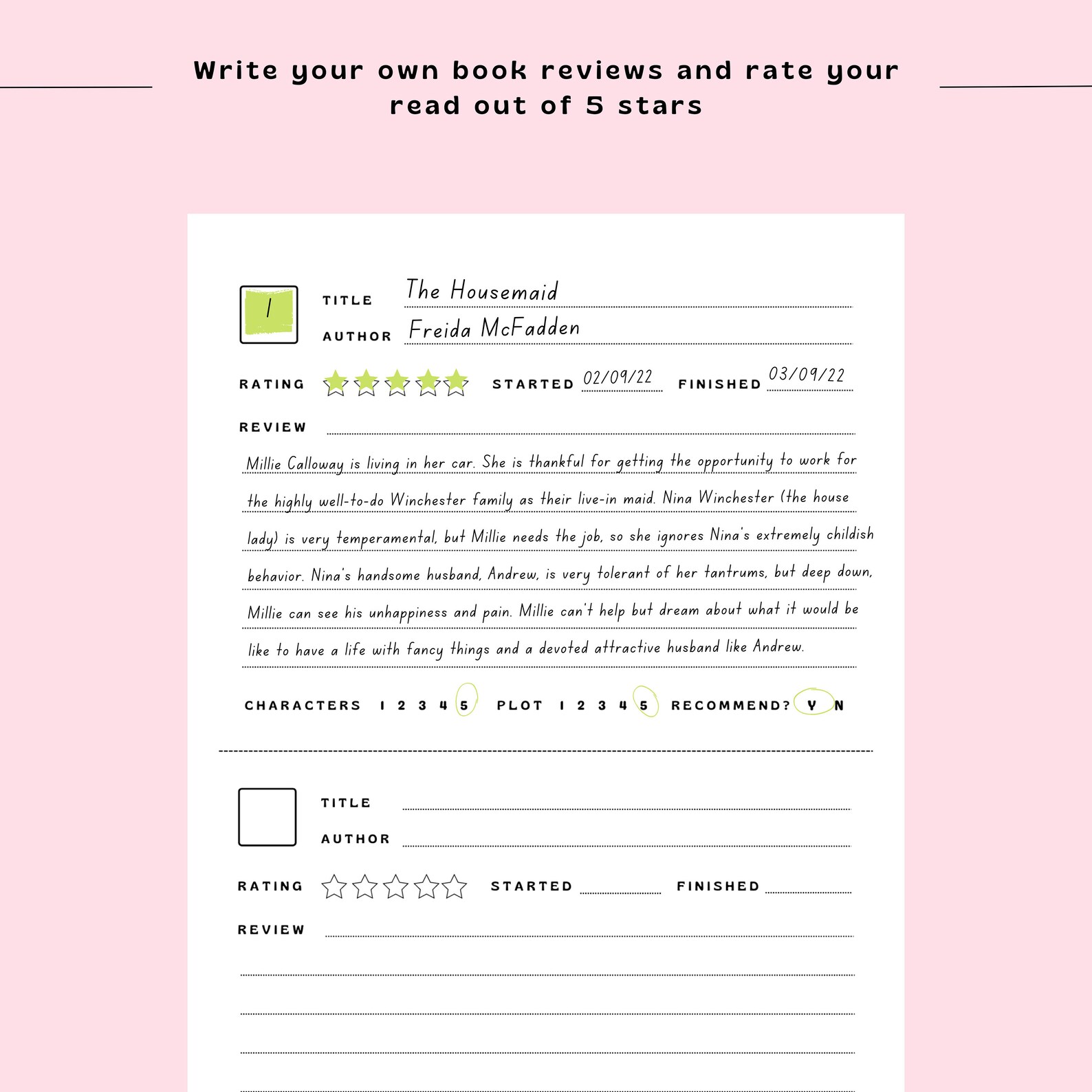 Book Review Printable | Instant Download | A5, A4 PDF Digital Download ...