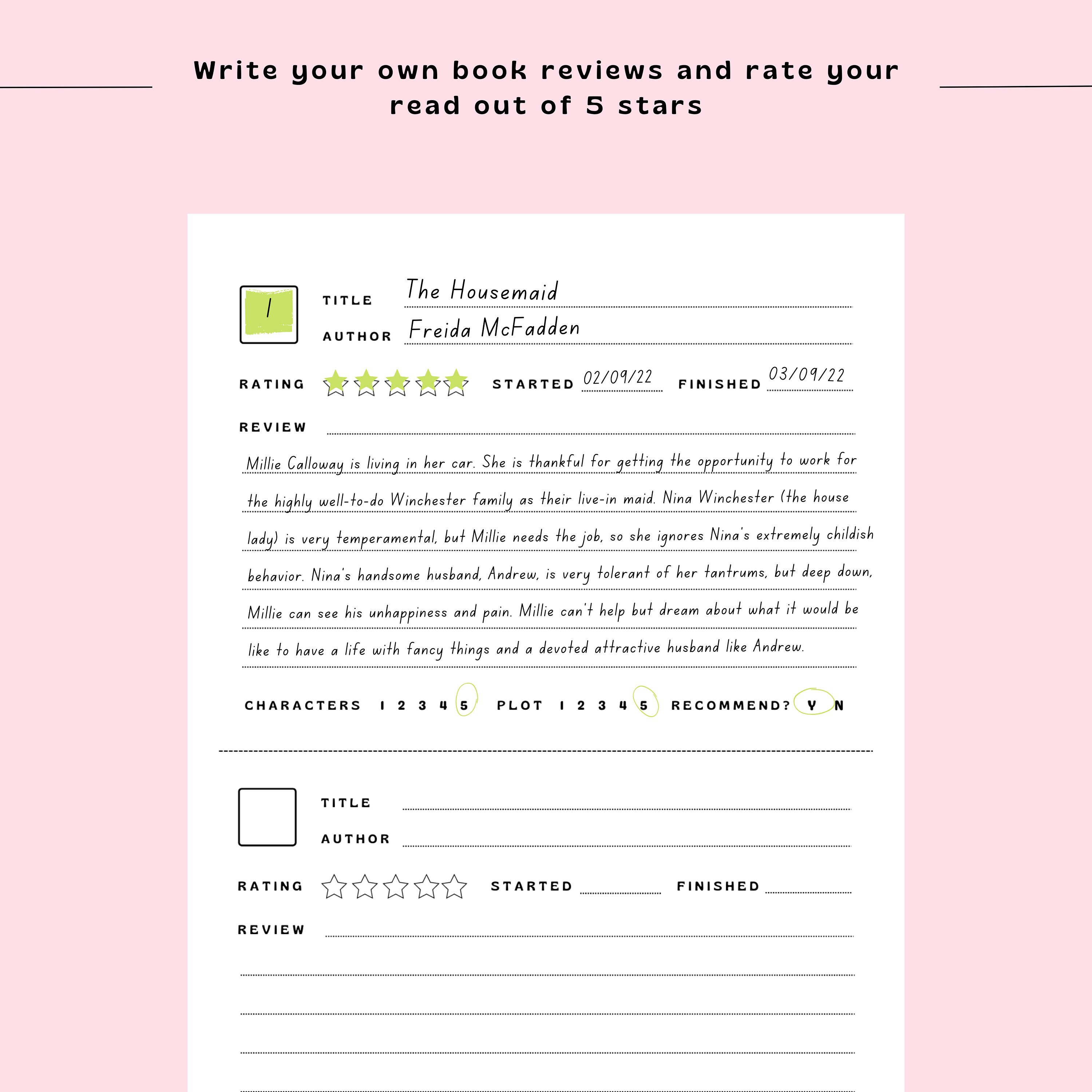 Book Review Printable | Instant Download | A5, A4 PDF Digital Download ...