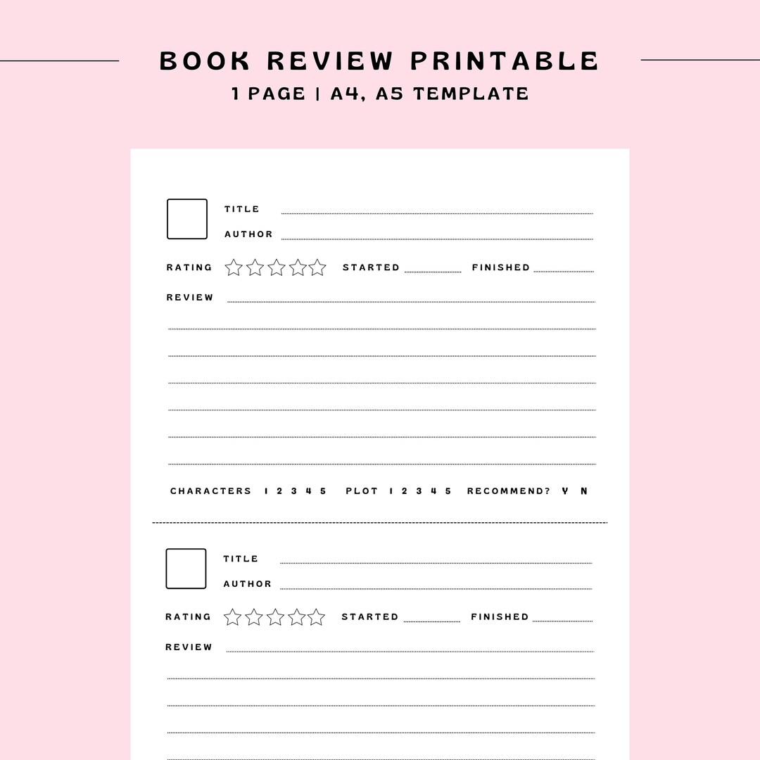 Book Review Printable | Instant Download | A5, A4 PDF Digital Download ...