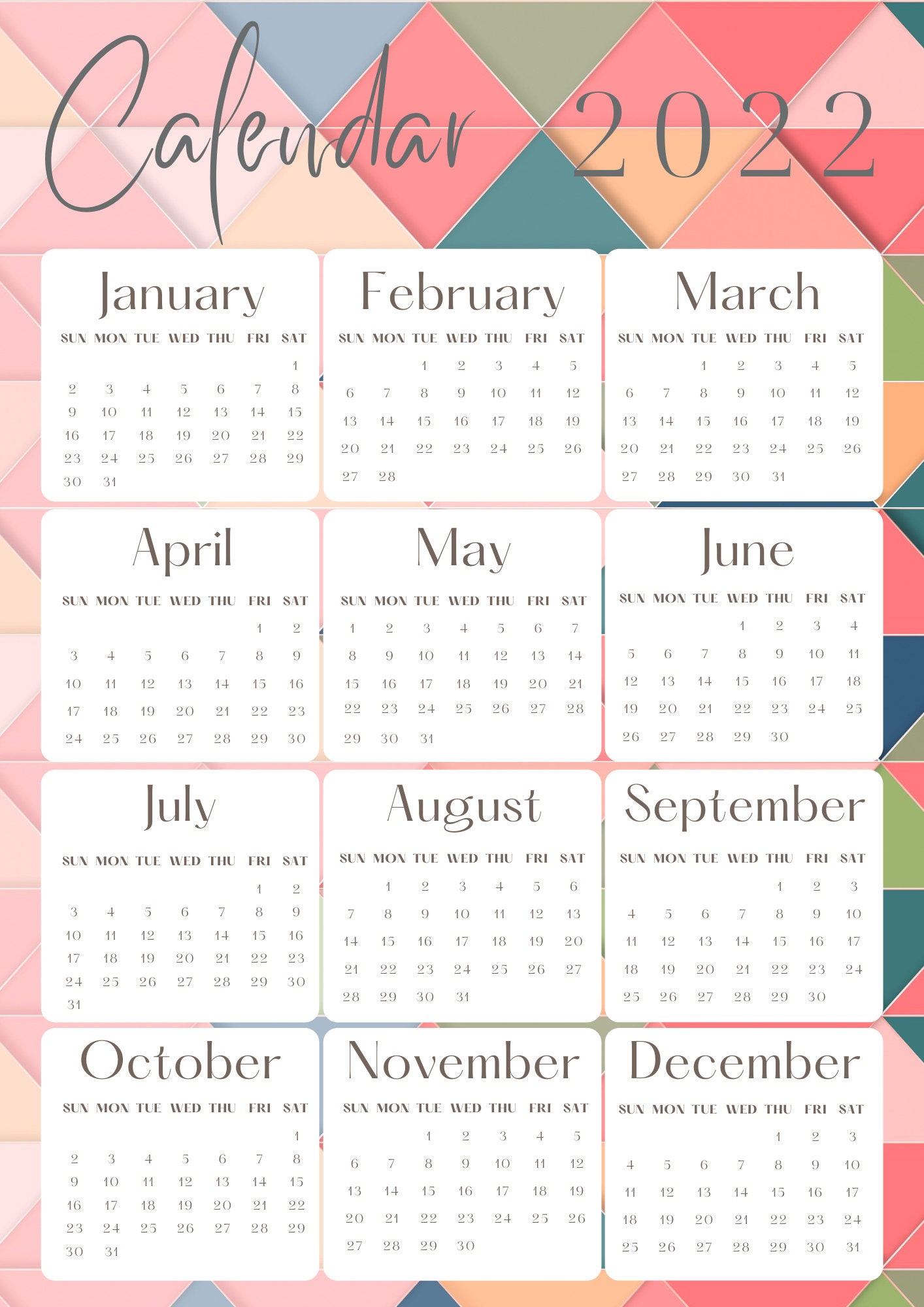 4 CALENDARS. 2 of 2023 and 2 of 2022-PRINTABLE - Etsy
