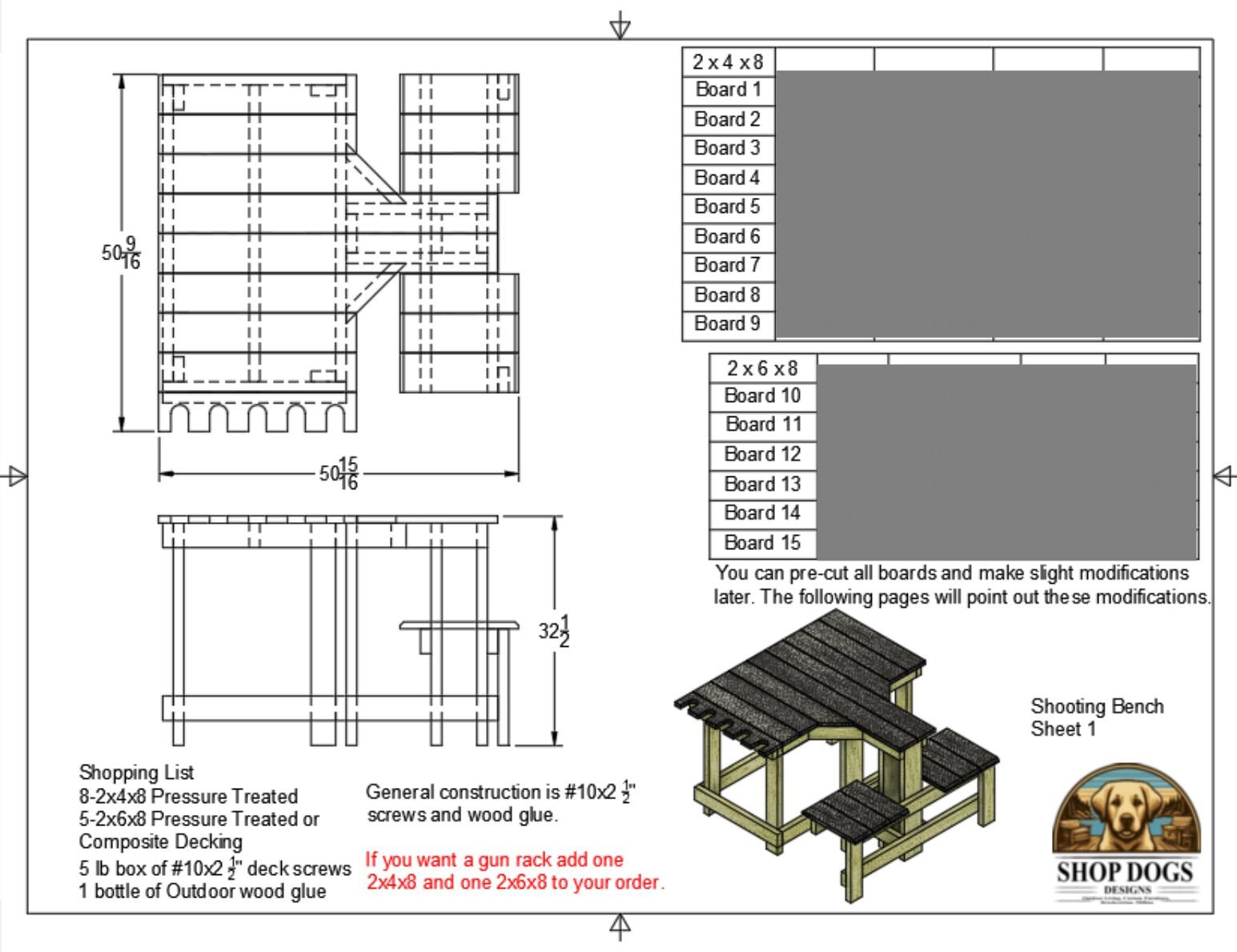 Shooting Bench Plans With Optional Gun Rack - Easy DIY Plans With ...