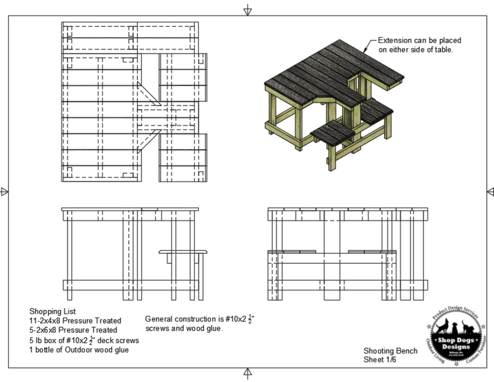 Dual Shooting Bench With Gun Rack DIY Digital Plans - Etsy