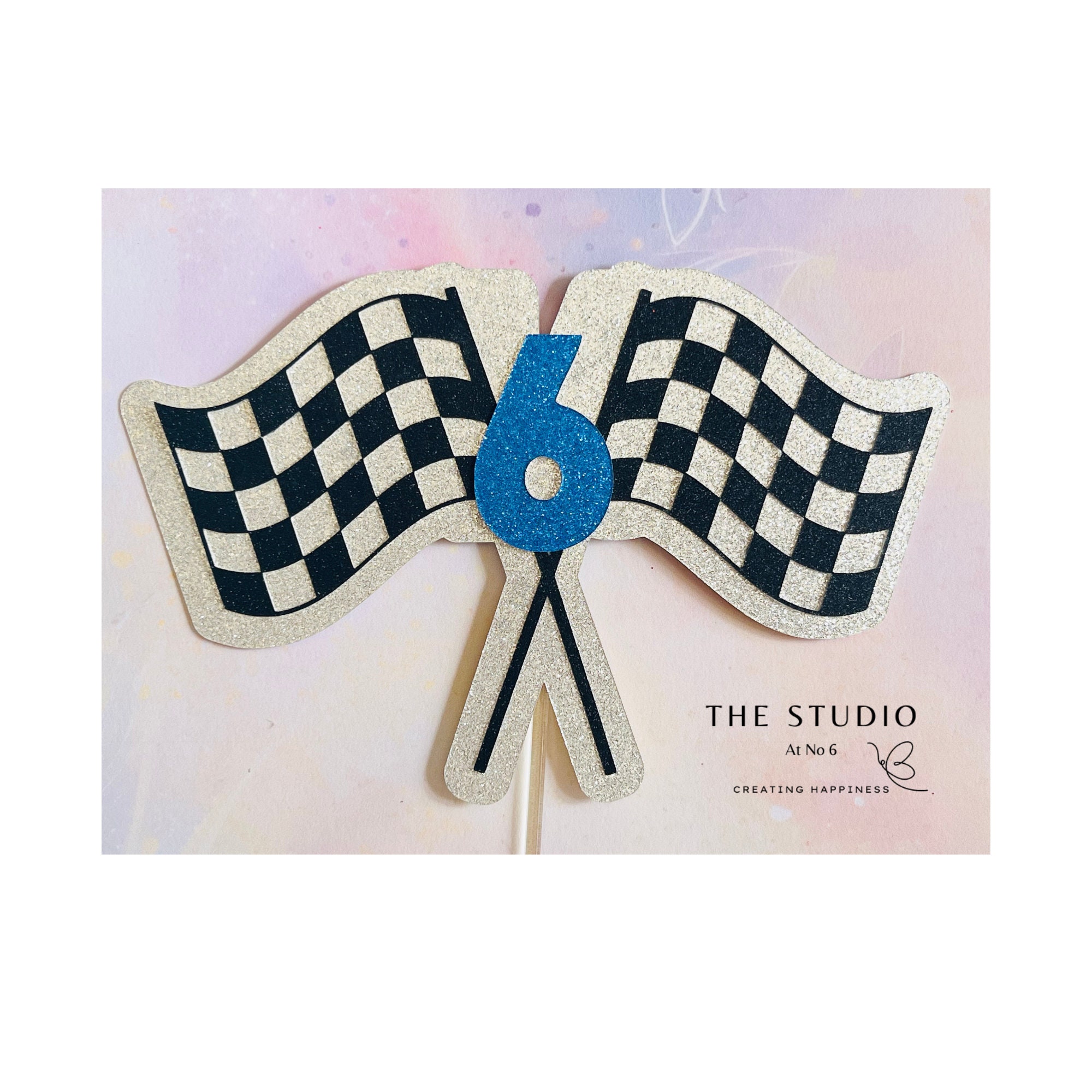 Racing Flags Cake Topper Custom Cake Topper Birthday Personalised Age ...
