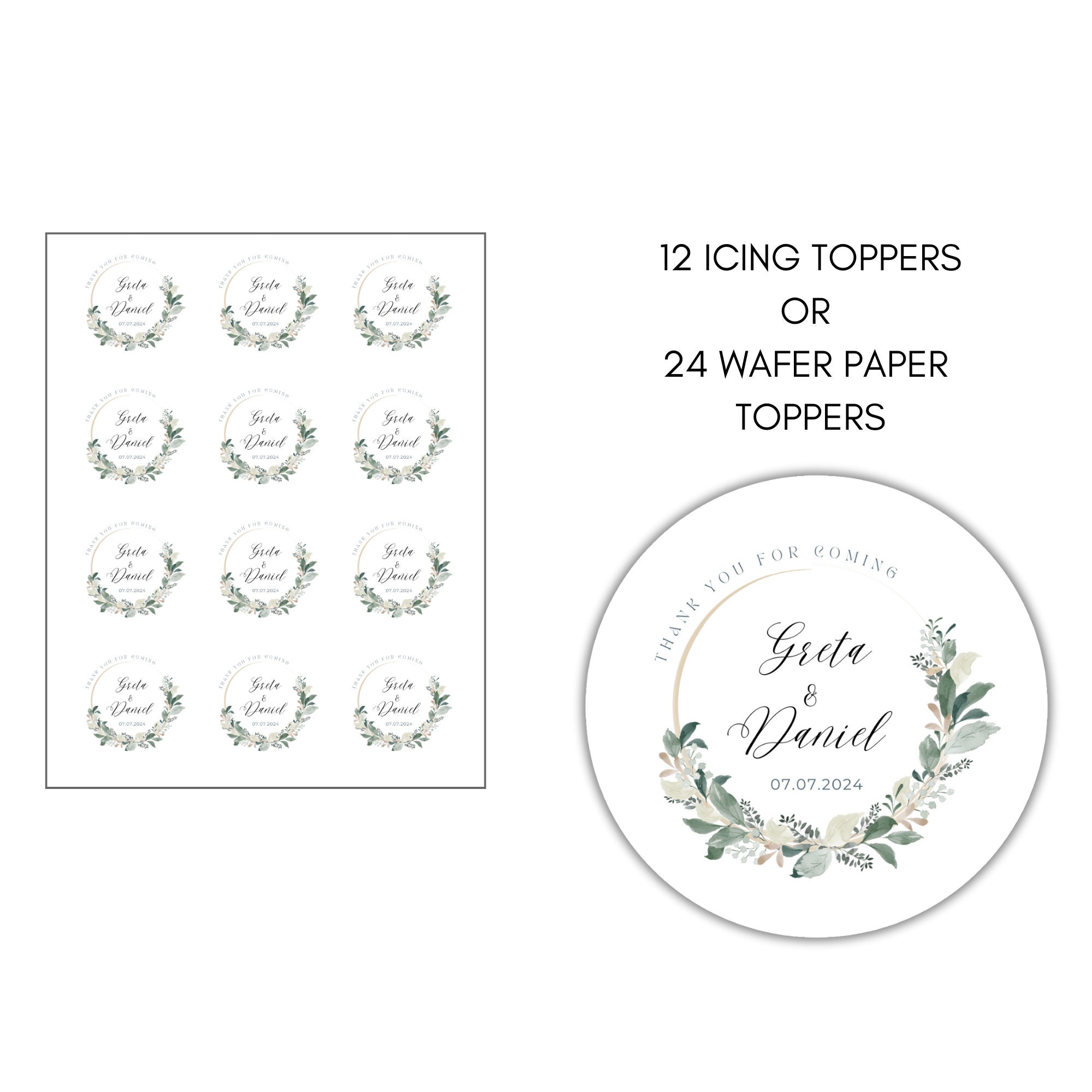 WEDDING Cupcake Toppers Personalised Custom Cake Topper CHRISTENING ...