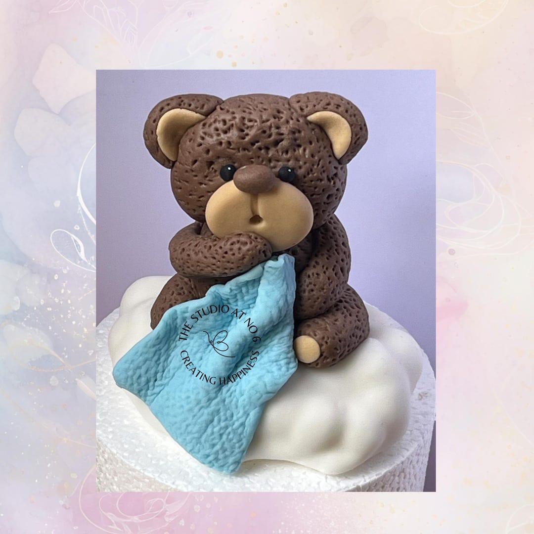 Teddy Cake Topper | Baby Shower | Edible Cake Topper | Fondant Cake ...