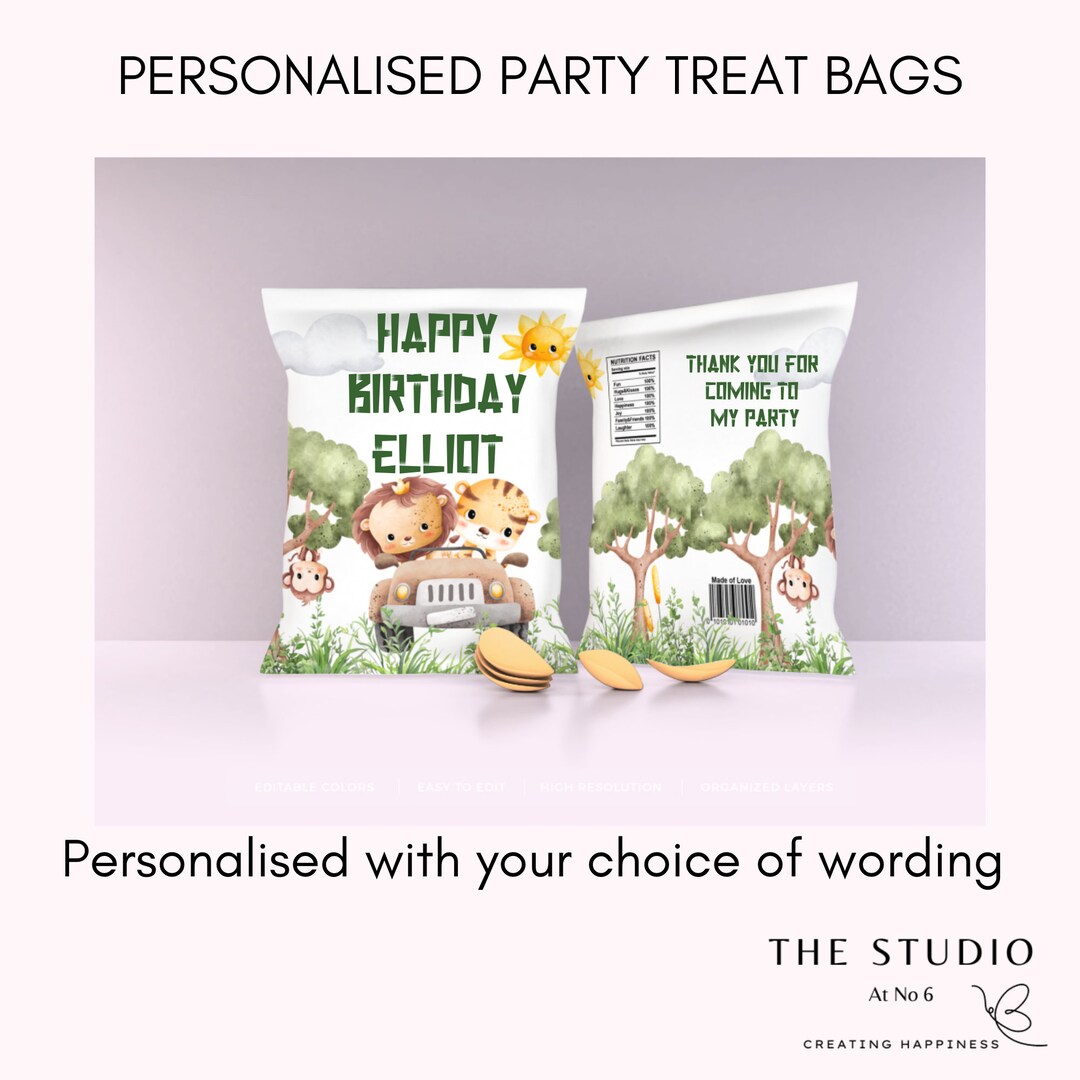 Safari Jungle Happy Birthday Themed Party Favours | Boys Birthday ...