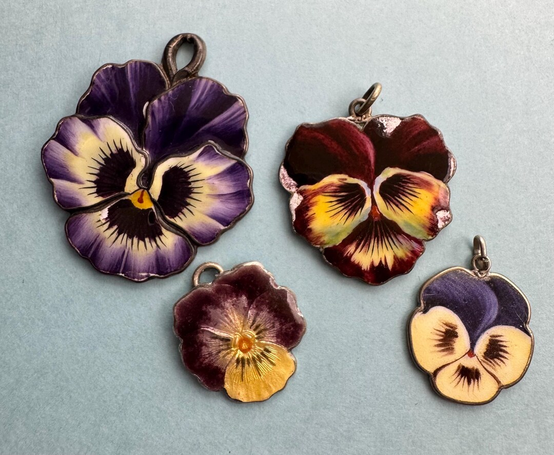 Pansy Enamel Charms - Etsy UK