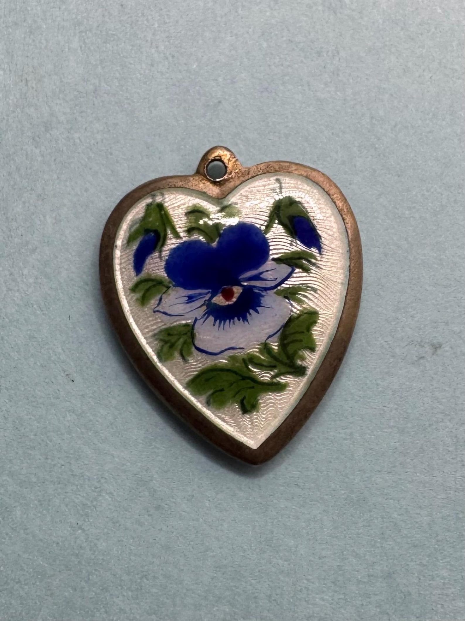 Pansy Love Puffy Heart Enamel Charms - Etsy