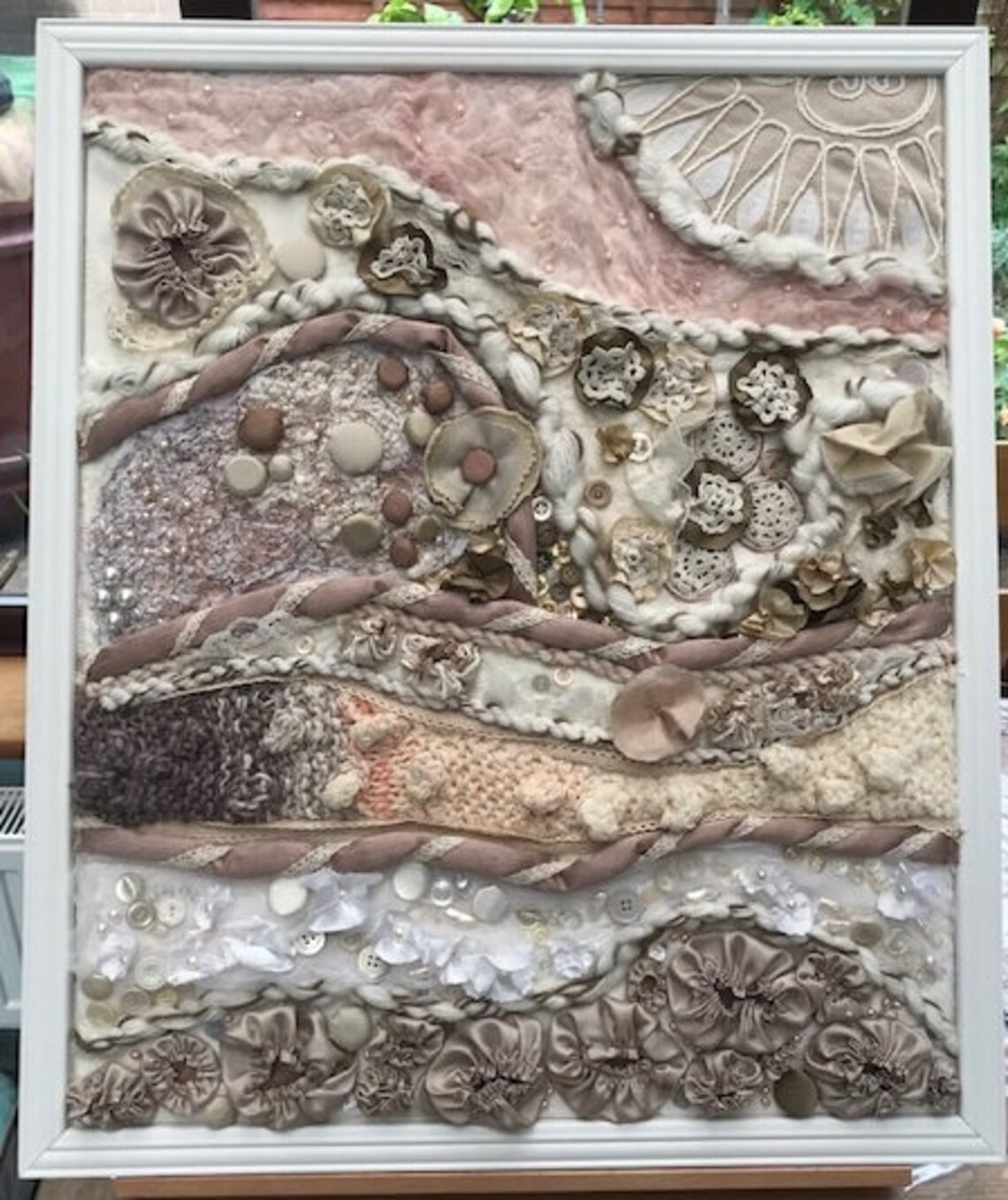 Very Feminine Mixed Media Abstract Textile Art - Etsy