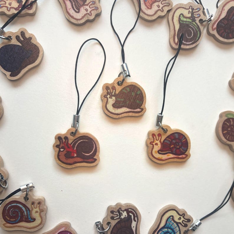 Wild Life Inspired Snail Wooden Phone Charm - Double Sided - Life ...