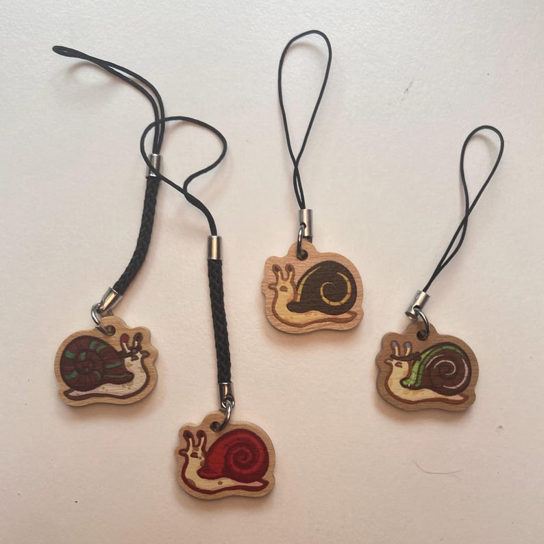 Wild Life Inspired Snail Wooden Phone Charm - Double Sided - Life ...