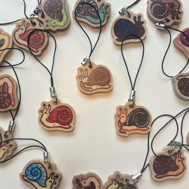 Wild Life Inspired Snail Wooden Phone Charm - Double Sided - Life ...
