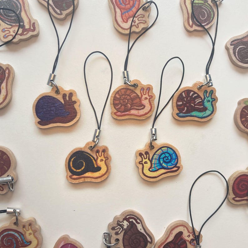 Wild Life Inspired Snail Wooden Phone Charm - Double Sided - Life ...