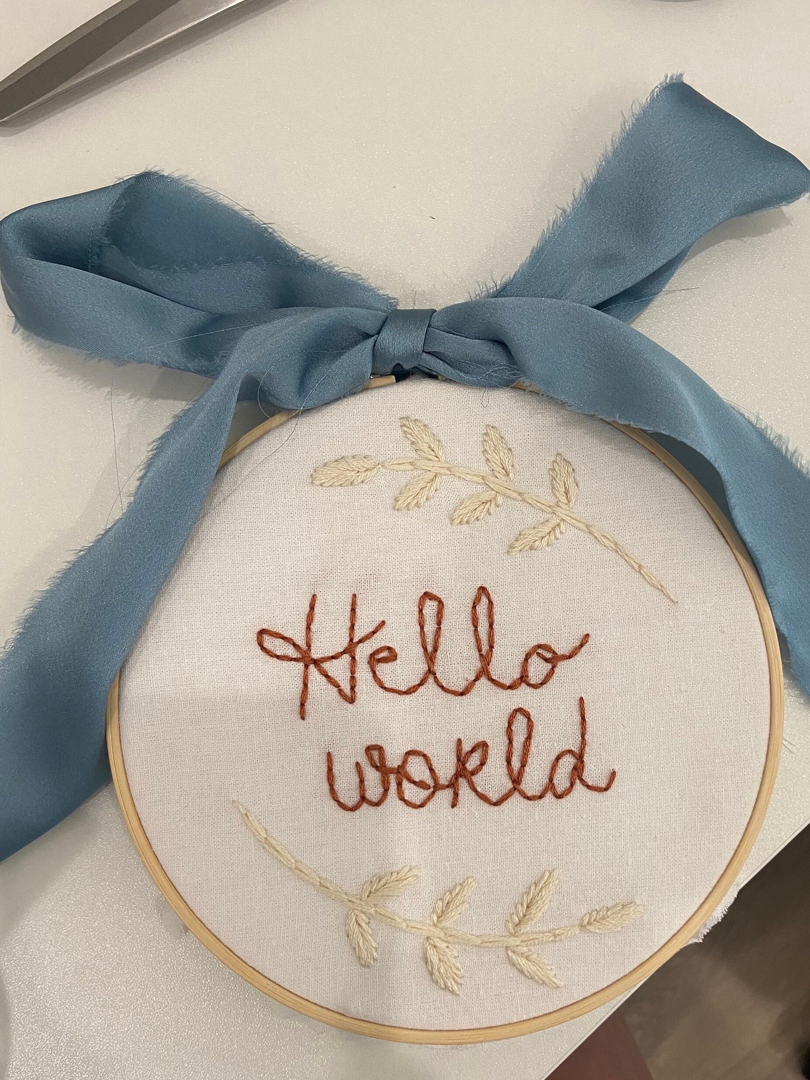 Hand Embroidered Baby Hoop: Hello World, Nursery Decor - Etsy