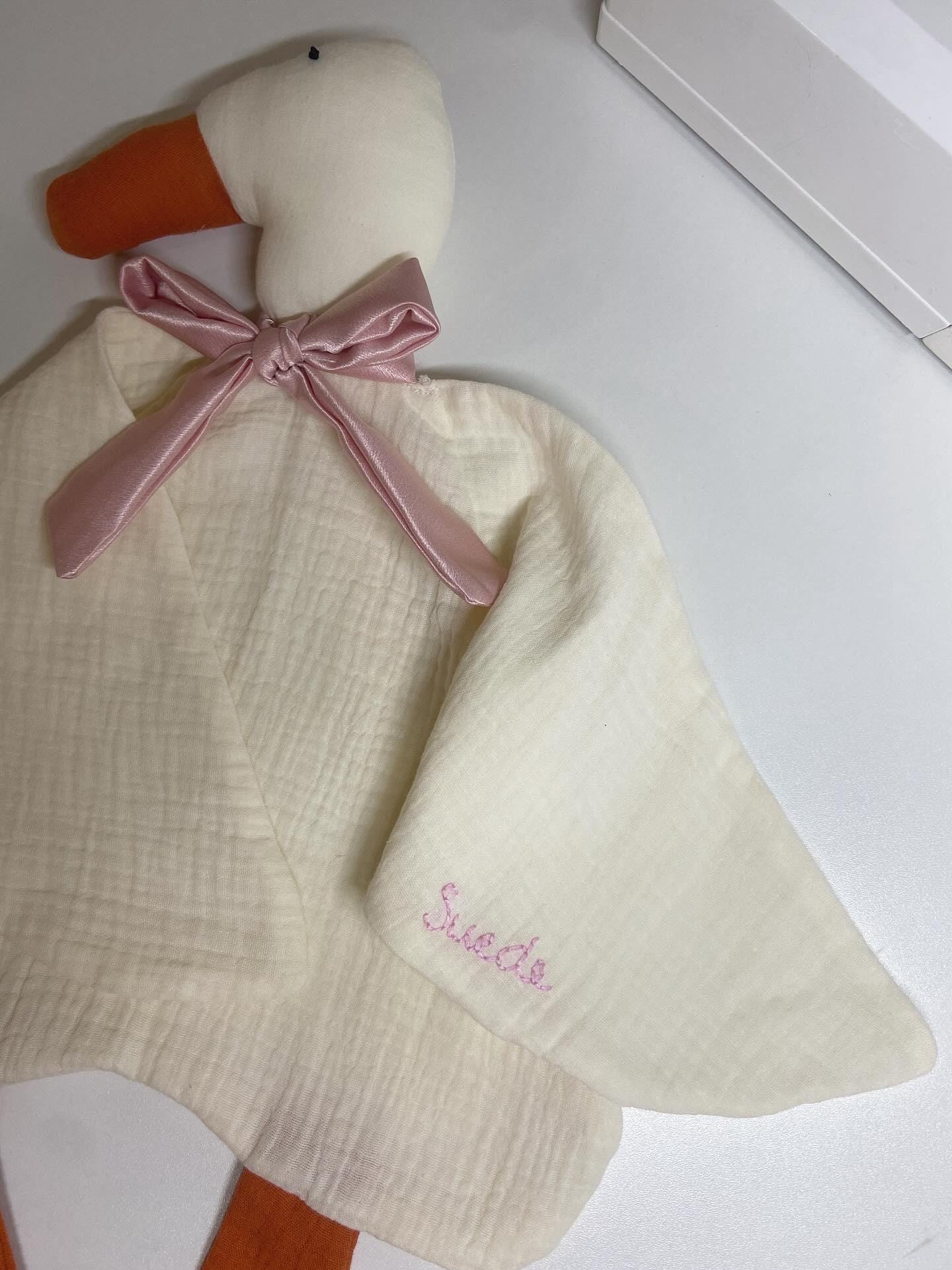 Goose Lovie Blanket: Custom Embroidered Baby Name, Handmade - Etsy